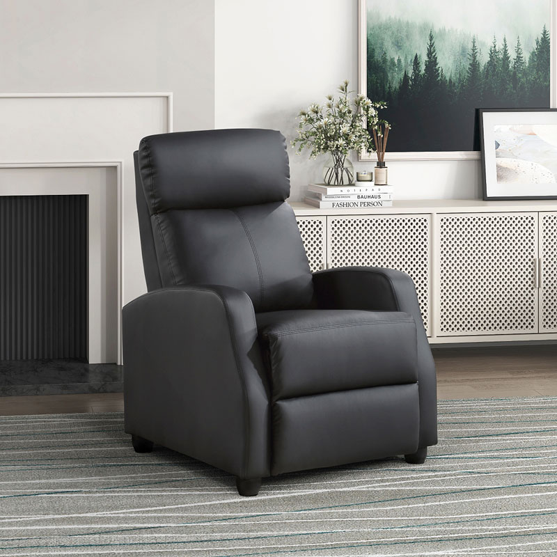 Greenfield Push Back Reclining Chair (Black) by Homelegance | FurniturePick